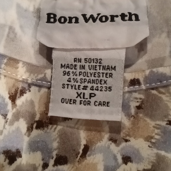 Bon Worth | Tops | Bon Worth Tan Multicolored Patterned Ss Blouse With ...